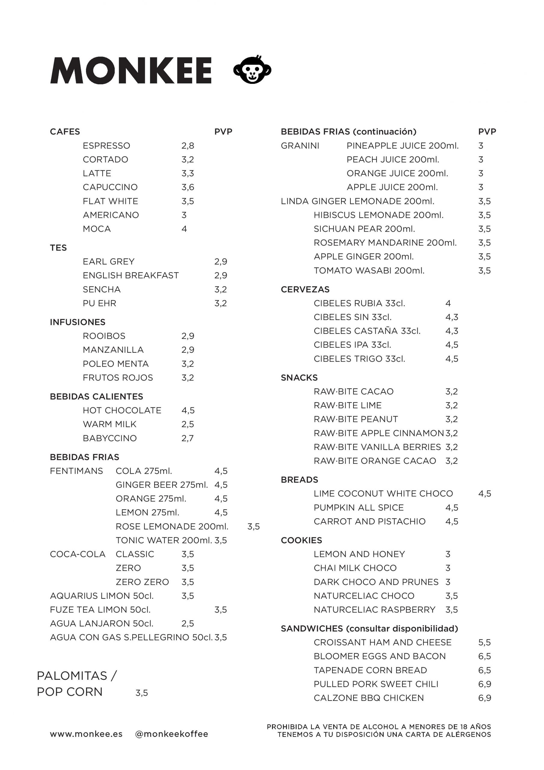 The Monkee Menu THE MENU · Monkee Koffee